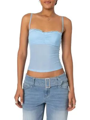 EDIKTED EDIKTED Elina Lace Trim Mesh Camisole