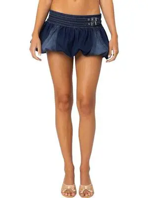 EDIKTED Double Belt Denim Skort - Blue