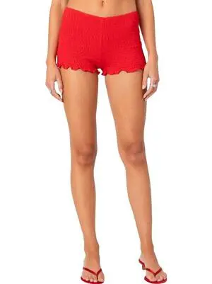 EDIKTED Valentina Smocked Shorts - Red