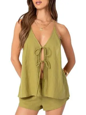 EDIKTED Arden Tie Front Camisole - Green