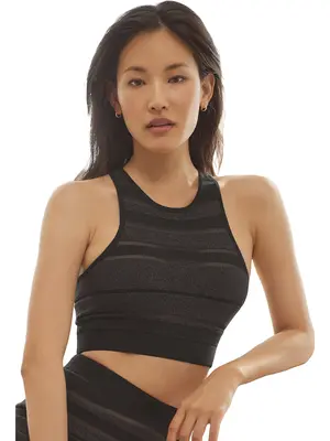 Alo Yoga Sport Play Knit Bra Tank Top - Black/onyx