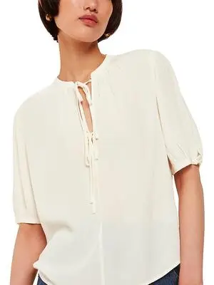 Whistles Jessie Tie Front Blouse - White