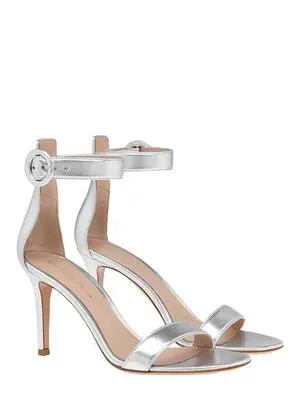 GIANVITO ROSSI Portofino 85 Sandals - Silver Nappa Leather