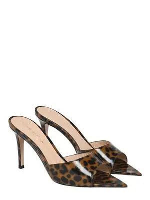 GIANVITO ROSSI Elle 85 Mules - Leopard Print Nappa Leather