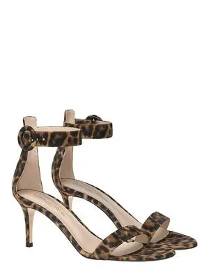 GIANVITO ROSSI Portofino 70 Sandals - Leopard Print Suede