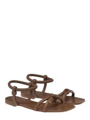 GIANVITO ROSSI Juno 05 Flat Sandals Brown Nappa Leather