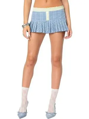 EDIKTED Kayleigh Plaid Pleated Miniskirt - Mix