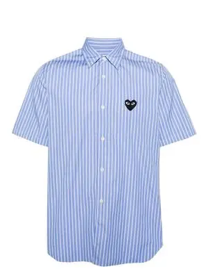 Play Comme Des Garcon Heart-patch Striped Shirt - Blue