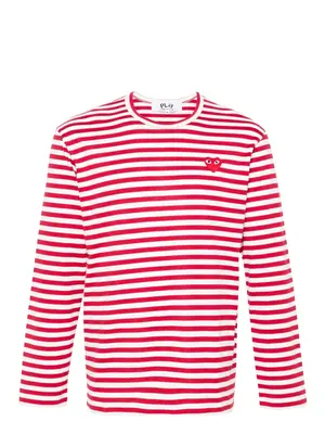 PLAY COMME DES GARCON Comme Des Garçons Play Heart-patch Striped T-shirt