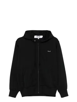 Play Comme Des Garcon Heart-patch Zip-up Hoodie - Black