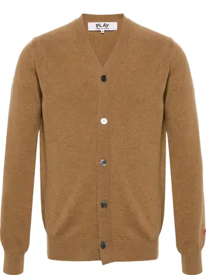 Play Comme Des Garcon Heart Patch Wool Cardigan - Neutrals