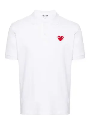 Play Comme Des Garcon Appliqué Polo Shirt - White