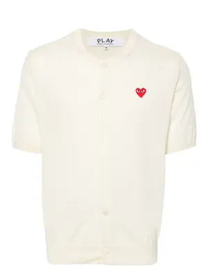 Play Comme Des Garcon Heart-patch Wool Cardigan - White