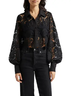 L'AGENCE L'AGENCE Odelia Allover Lace Crop Shirt