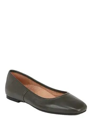 Vionic Orinda Square Toe Flat Dark Khaki