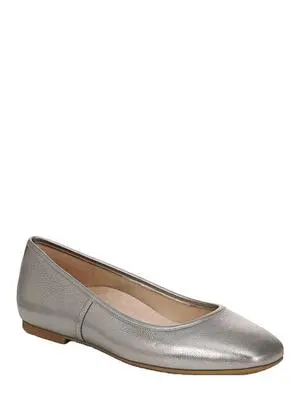 Vionic Orinda Square Toe Flat Pewter Metallic
