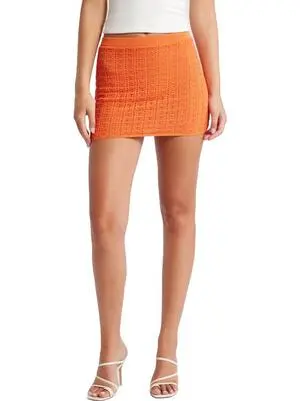 MISTRESS ROCKS Pointelle Knit Miniskirt - Tangerine