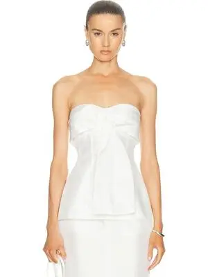 NICHOLAS Coraline Strapless Fan Pleat Top - Ivory