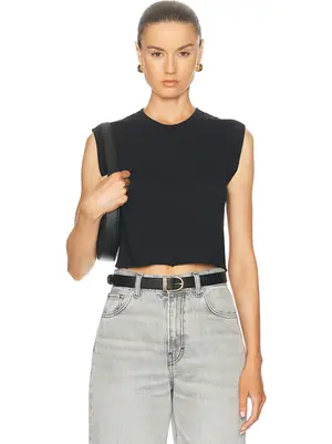 Eterne Cropped Muscle Tank Top - Black