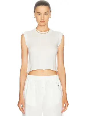Eterne Cropped Muscle Tank Top - Ivory