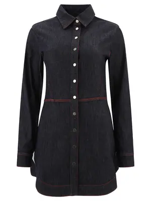 Alaïa Denim Shirt Dress - Blue