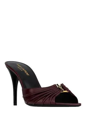 Saint Laurent Babylone Mule Sandals - Bordeaux Lambskin