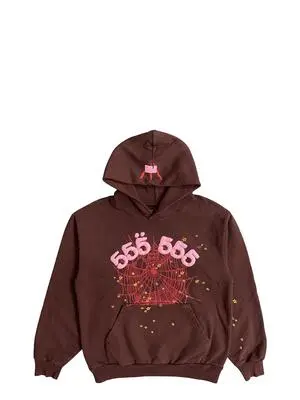 SP5DER Angel Number Hooded Sweatshirt - Brown