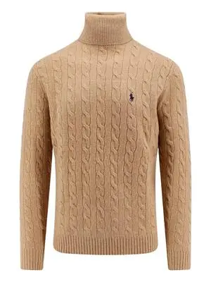 Polo Ralph Lauren Wool And Cashmere Sweater With Logo - Beige