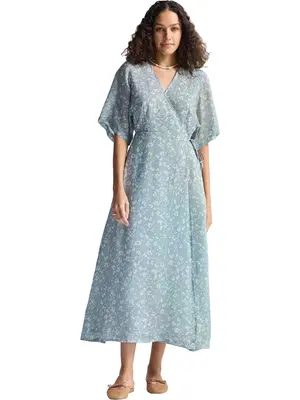 Madewell Reistor® Floral Maxi Wrap Dress - Light Blue