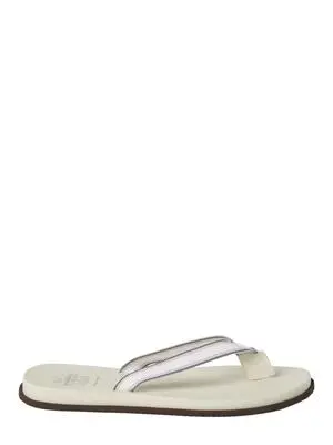 Brunello Cucinelli Striped Leather Flip Flops - White