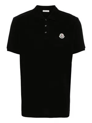 Moncler Logo-appliqué Piqué Polo Shirt - Black