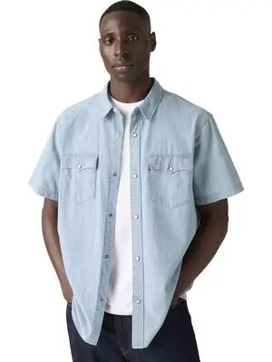 LEVI'S Short Sleeve Relaxed Fit Western Shirt Chambray - New Hyde Chambray