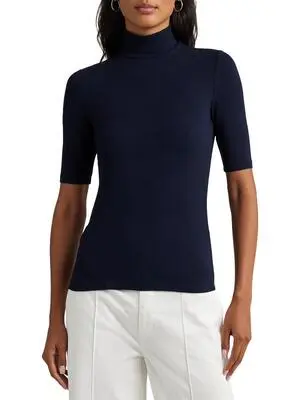 Ralph Lauren Jersey Turtleneck Top - Lauren Navy