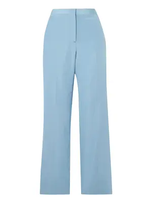 Brioni Silk And Cotton-blend Straight-leg Pants - Light Blue