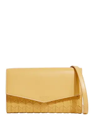 SERAPIAN Serapian Mosaico Leather Envelope Clutch Saffron