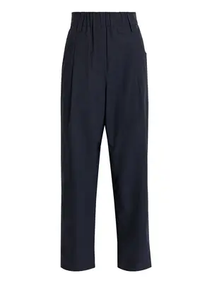 Brunello Cucinelli Cotton-blend Tapered Trousers - Midnight Blue