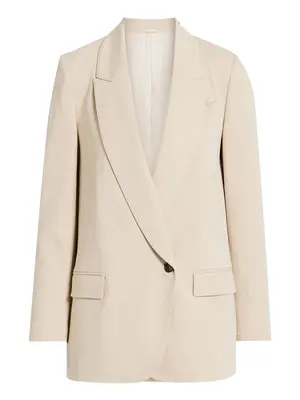 Brunello Cucinelli Bead-embellished Cotton-blend Blazer - Beige