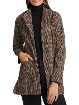 Foxcroft Alana Crinkle Gingham Jacket - Almond/ Black