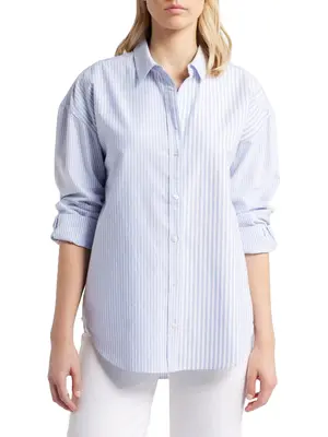 BEACHLUNCHLOUNGE Beachlunchlounge Stripe Oversize Shirt Blue Oxford Multi