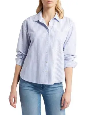 BEACHLUNCHLOUNGE Beachlunchlounge Long Sleeve Striped Shirt Blue Oxford Multi