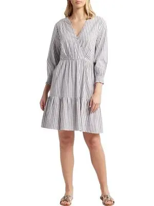 BEACHLUNCHLOUNGE Azalea Stripe Tiered Dress - Silver Lining