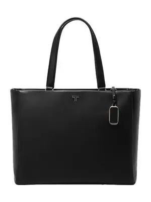 Tumi Large Leather Tote - Black/ Gunmetal