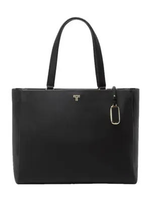 Tumi Large Leather Tote - Black/ Light Gold