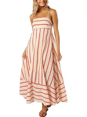 PETAL & PUP Brea Stripe Cotton Maxi Sundress - Cream Stripe
