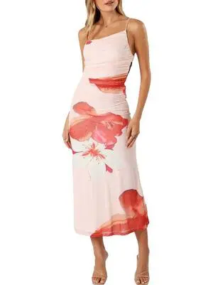 PETAL & PUP Jasmine Asymmetric Neck Maxi Dress Pink Floral