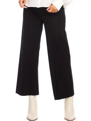 Karen Kane Pintuck Crop Wide Leg Pants - Black