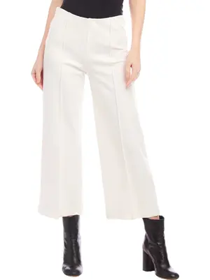 Karen Kane Pintuck Crop Wide Leg Pants - Off White
