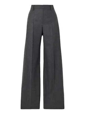 Brunello Cucinelli Wool And Cashmere-blend Wide-leg Pants - Gray