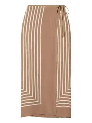 TOTEME Striped Silk-chiffon Maxi Wrap Skirt - Brown