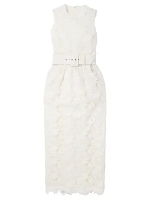 Safiyaa Alani Guipure Lace Midi Dress - White